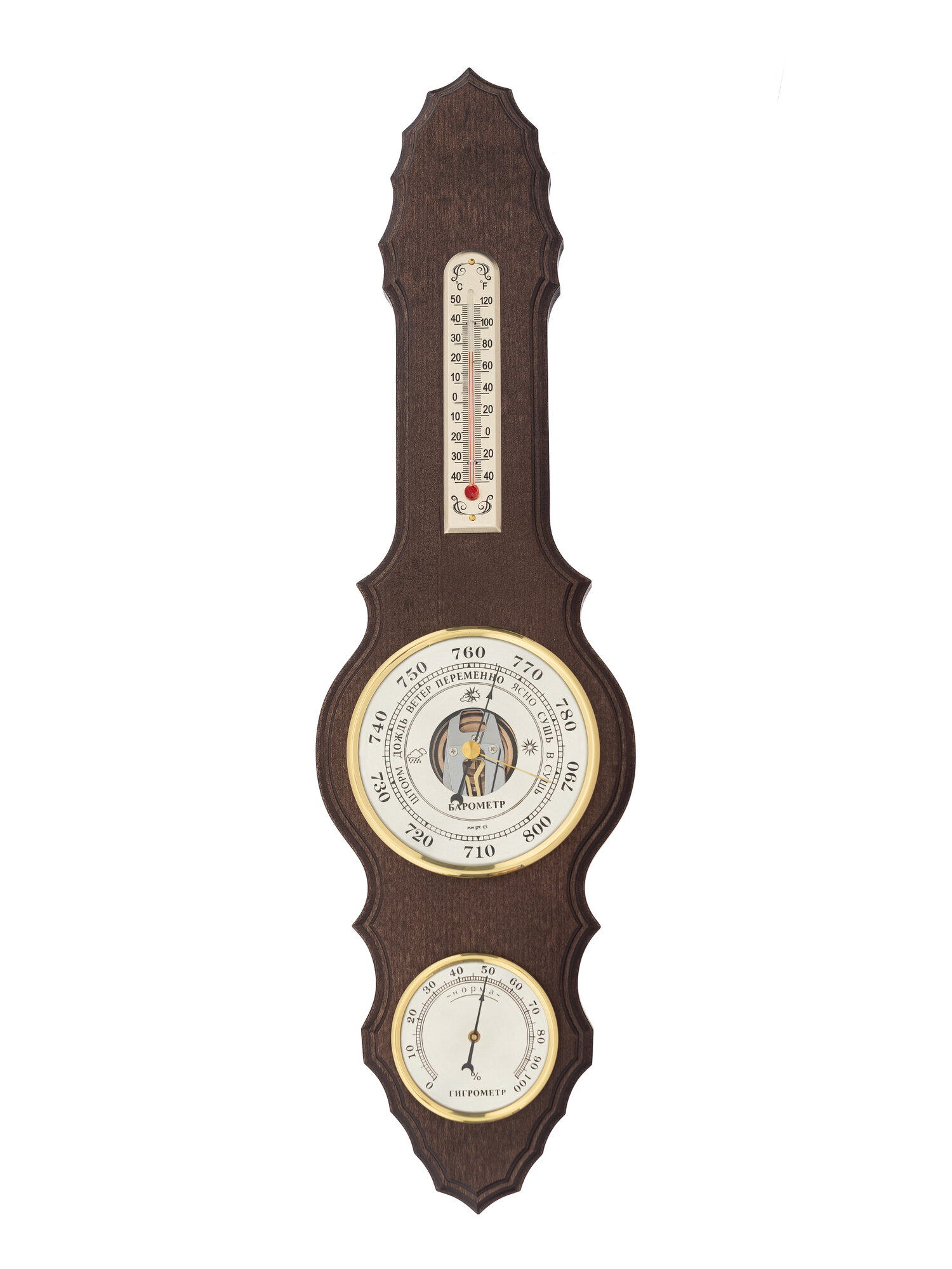 Метеостанция БМ72: барометр, гигрометр, термометр 52*14см