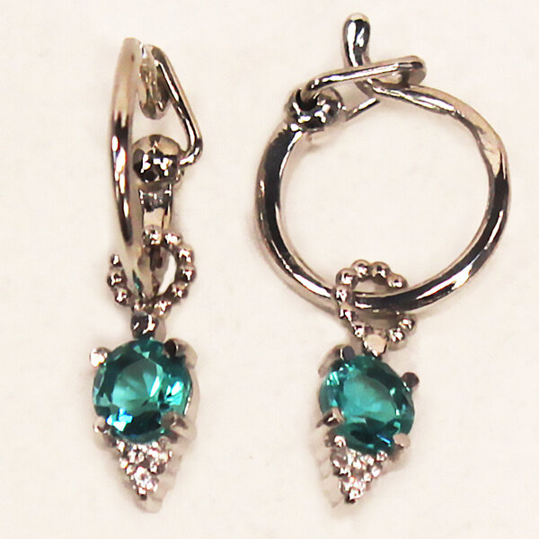 Серьги, серебро, 925 проба, родирование, фианит, кристалл