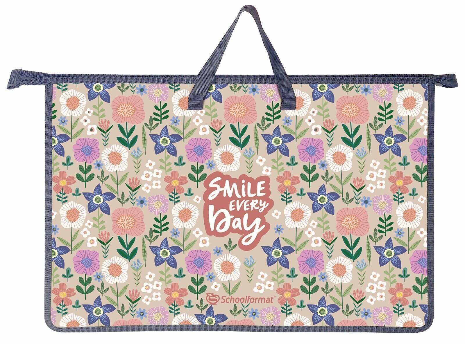 Папка на молнии с ручками FLOWER PRINT А3 335х466х50мм Schoolformat