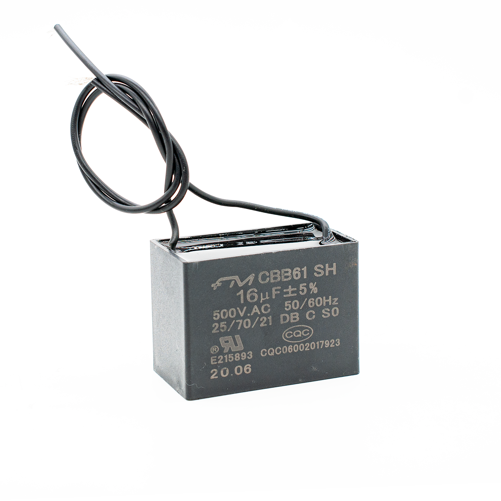 Конденсатор пусковой BM CBB61 16 мкФ 450 В с проводами (1 штука)