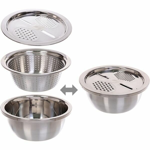 Набор кухонной посуды КНР 3 предмета: Дуршлаг, миска, терка