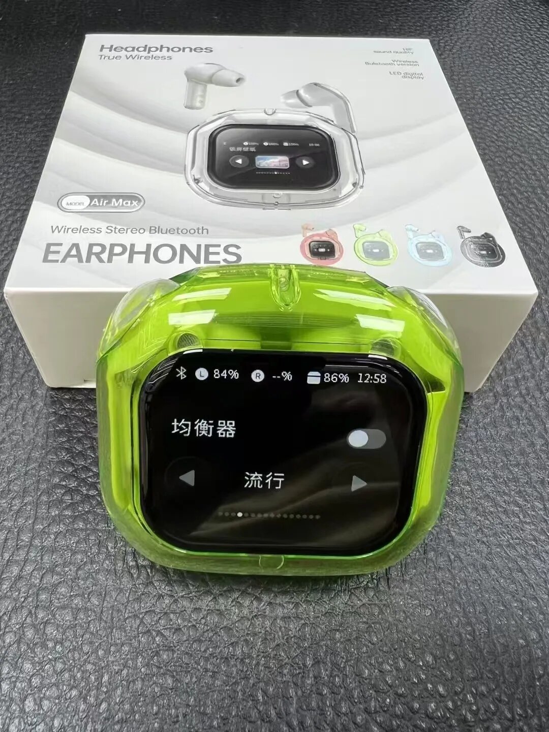 Hot Selling Crystal Bluetooth Headphones In-ear LCD Touch Color Screen Noise Reduction Transparent Ultra Long Life Headphones