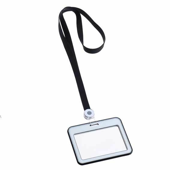 Бейдж Erich Krause горизонтальный, вставка 85х54 мм, с силиконовой лентой, черный (62096)