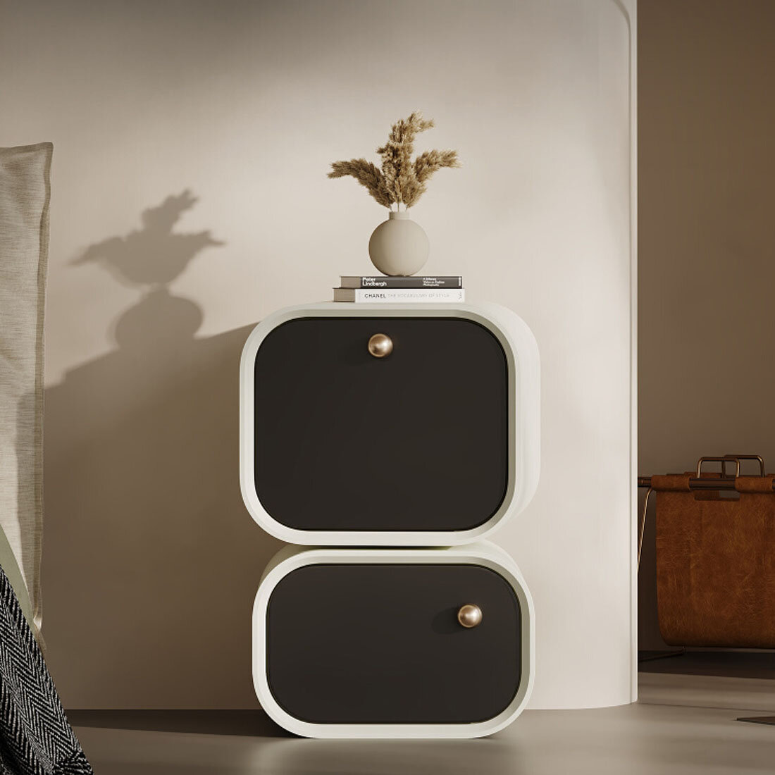 Крутящаяся прикроватная тумбочка Beta, 2 ящика