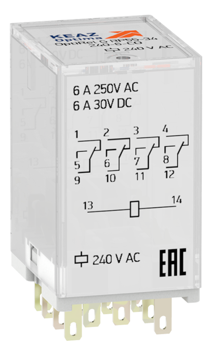 Реле промежуточное КЭАЗ OptiRel G RP55-33-24D-10-CO/TI, 3 контакта, 10А 24В DC, 330057