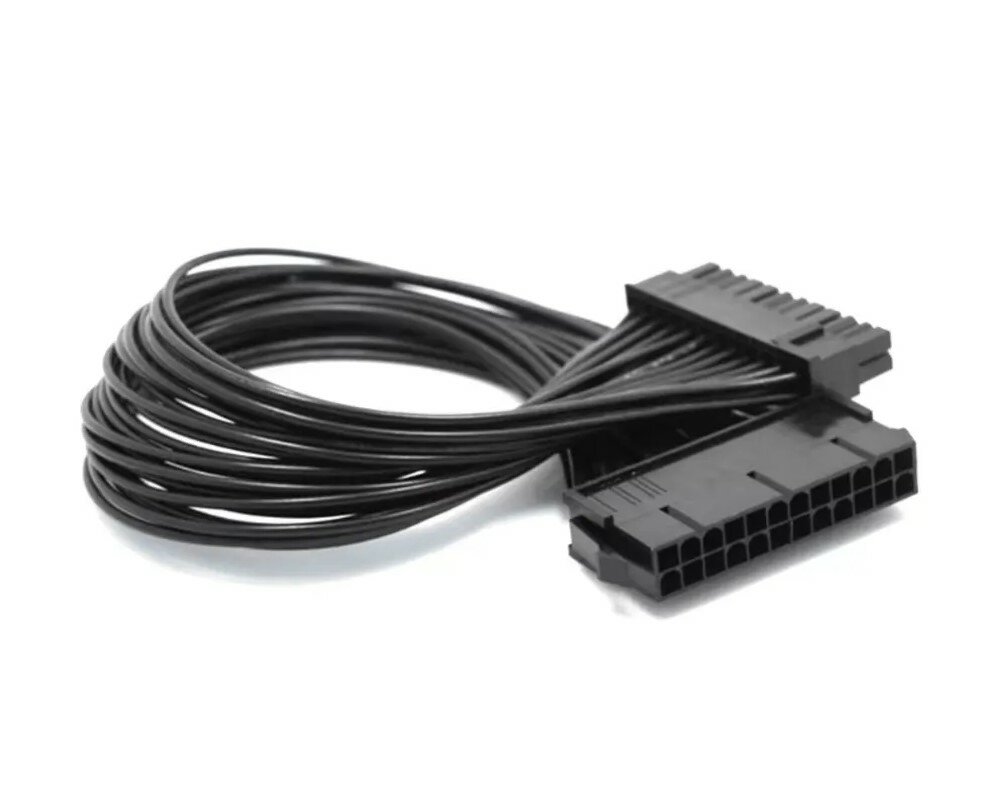 Кабель удлинитель питания 24pin на 24pin для материнской платы 30см, черный