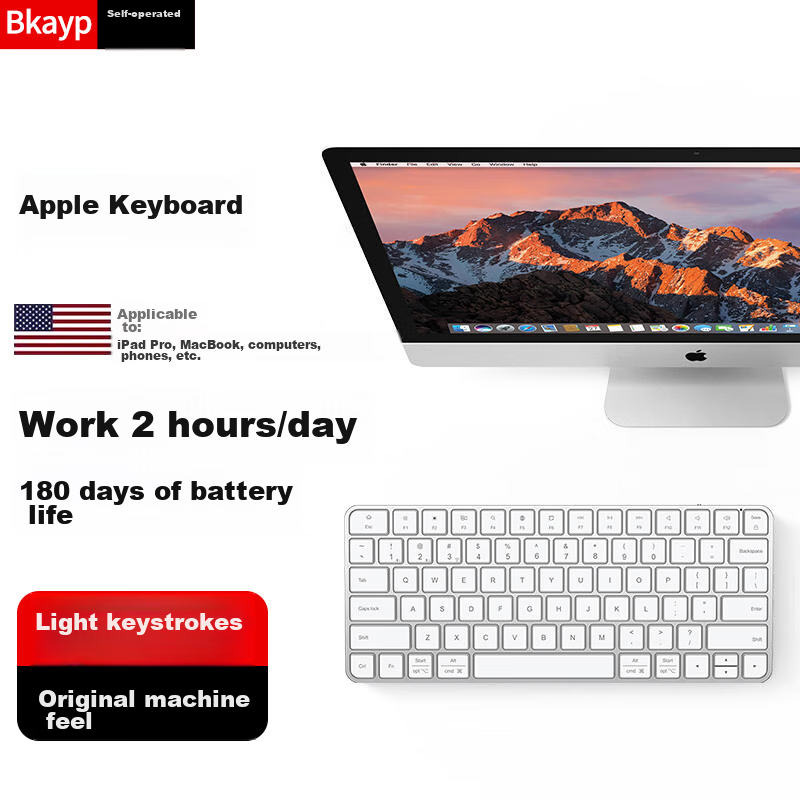 Bkayp Wireless Bluetooth Keyboard Compatible with Apple Mac, Smart Magic Metal Rechargeable Tablet IPad Computer Desktop MacBook Laptop Phone Accessory