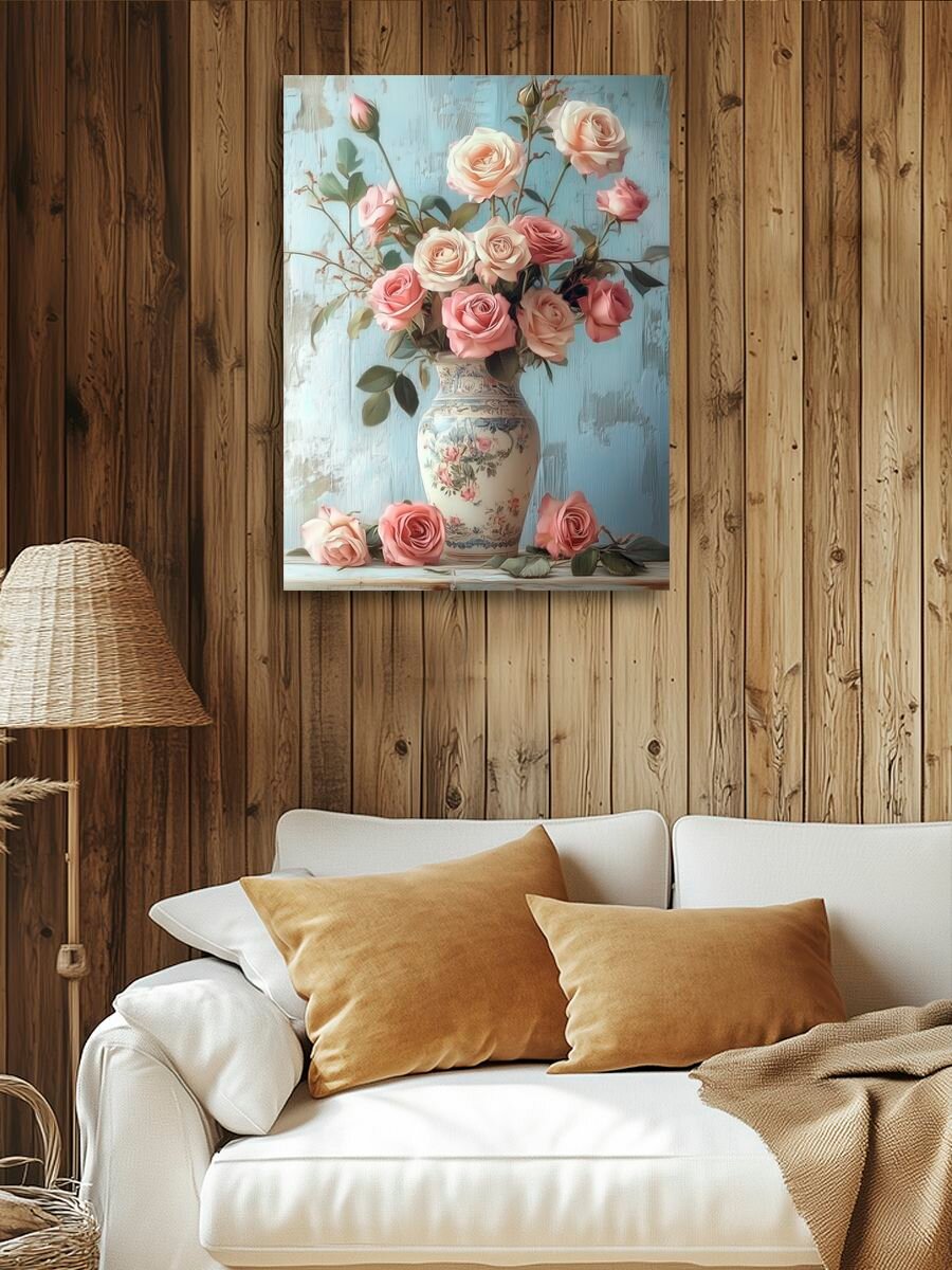 Картина на холсте LOFTime 30Х40 Розы в вазе прованс К-1343-3040