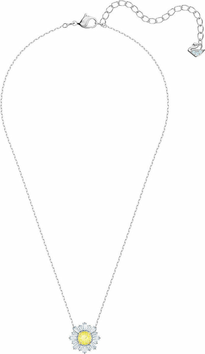 Колье SWAROVSKI, кристаллы Swarovski, длина 38 см, желтый, серый, золотистый, серебристо-серый — фото 1