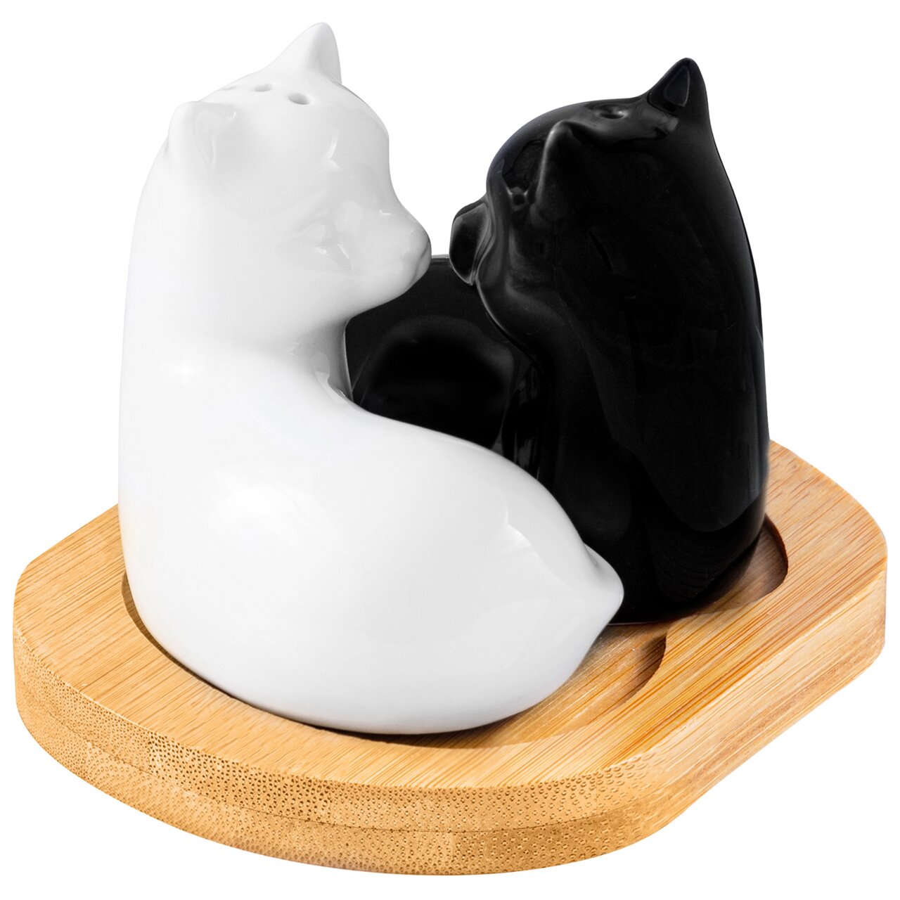 Кошки черно-белые Набор для специй из фарфора, 2 шт, размеры 11×9×7 см, кухонная посуда