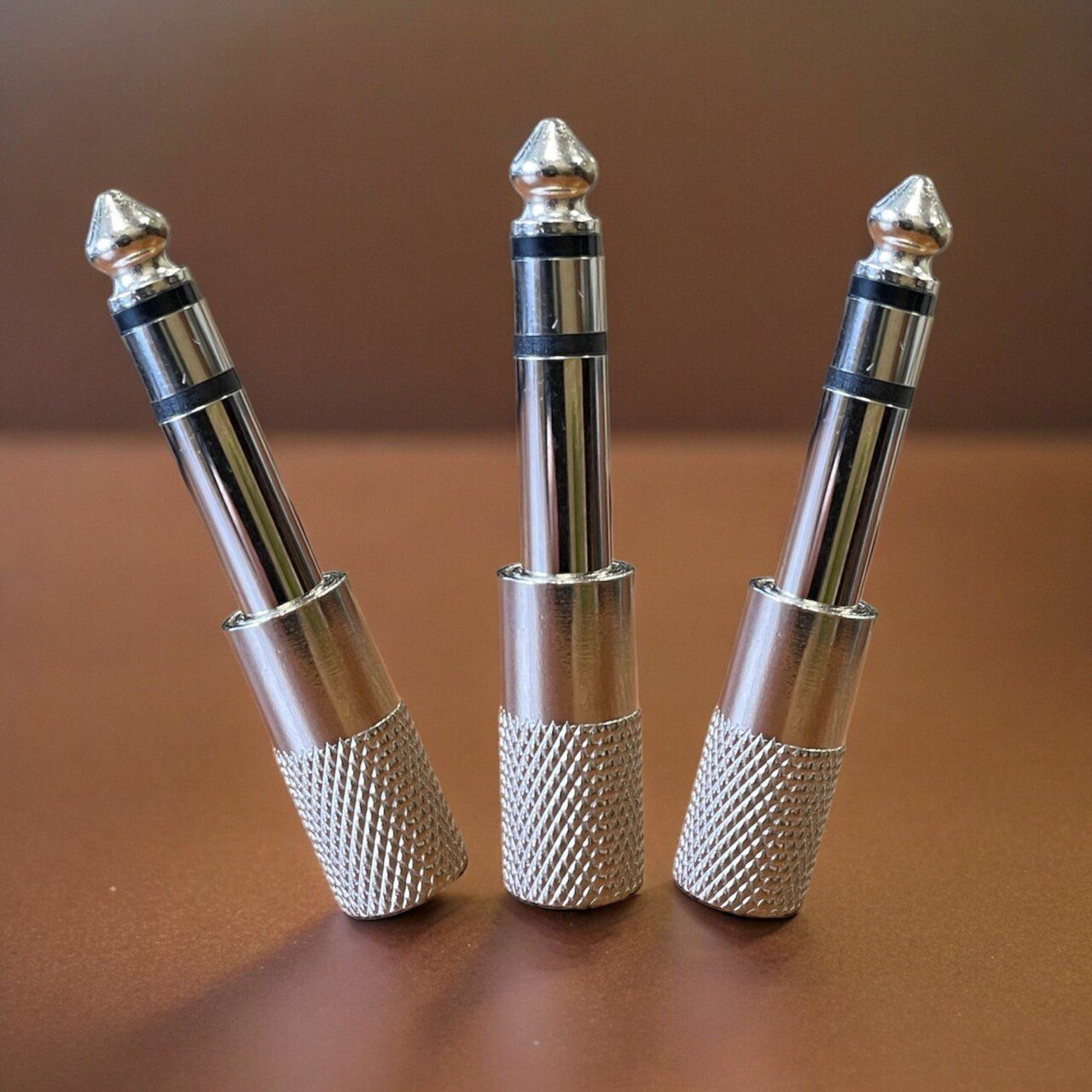 Переходник 6.35 мм "штекер"- 3.5 мм "гнездо", металл, комплект - 3 штуки