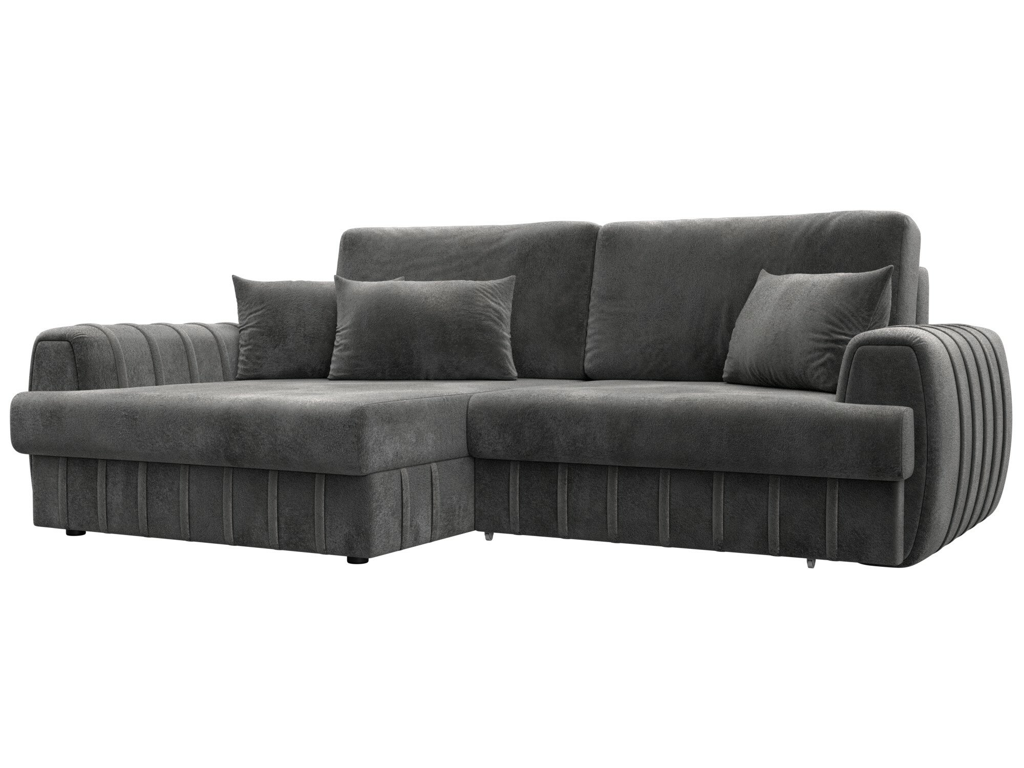 Диван угловой Лига-057 НПБ угол левый, размер: 239х162см, спальное место: 160х195см, велюр, TOWER 10 серый