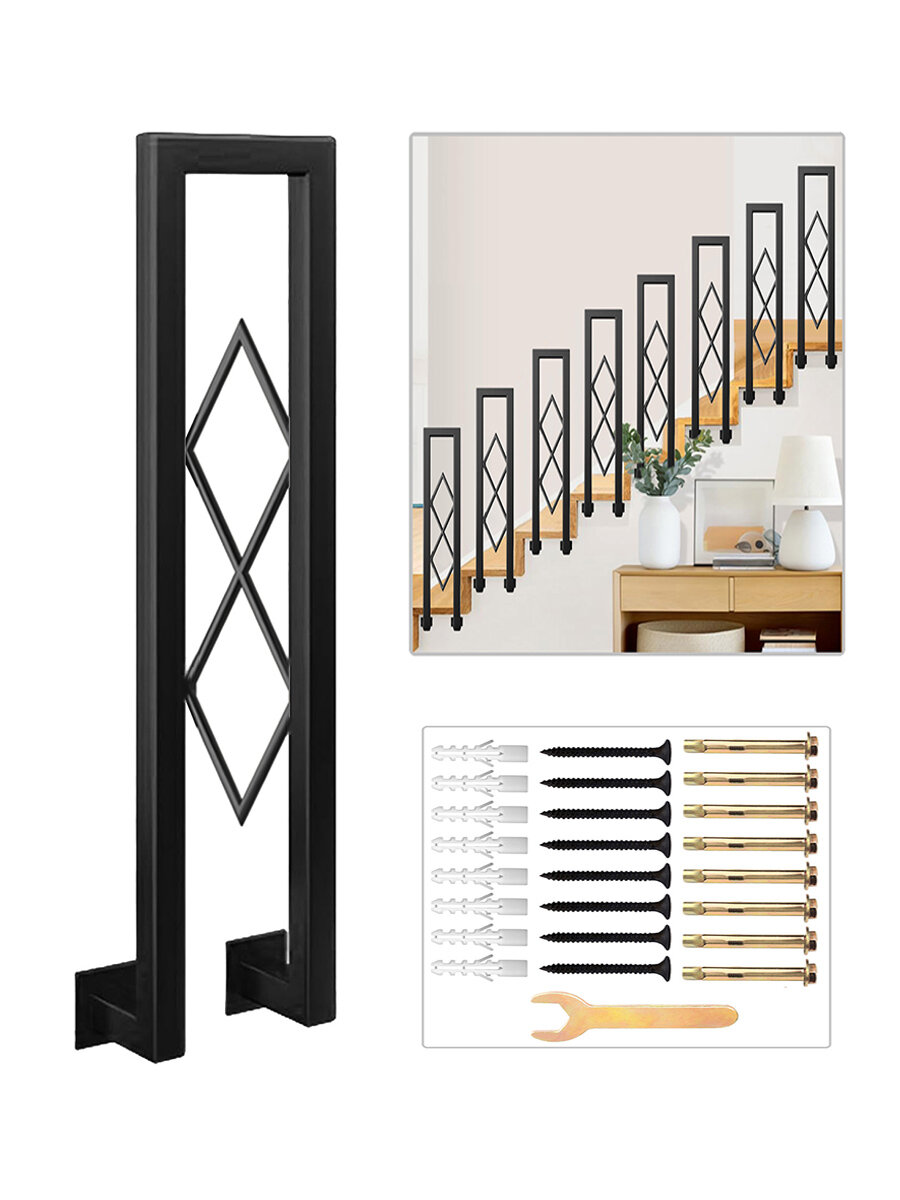 Кованые U-образные перила для лестницы, балкона, крыльца антискользящие, безопасные, боковое крепление, стильный современный дизайн