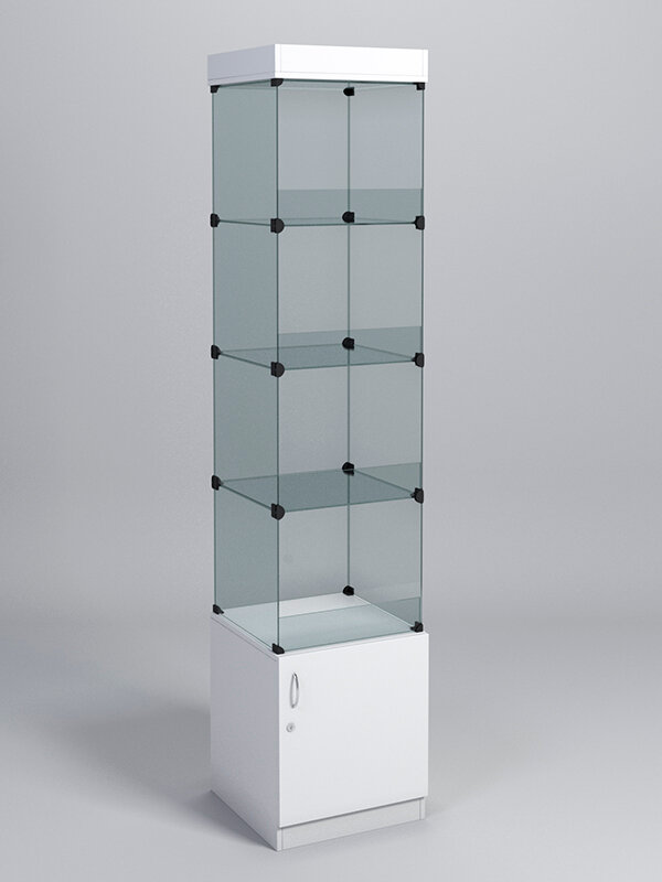 Витрина "КУБ" №2-СТ-КО стаканчик (без дверок, передняя стенка - стекло), Белый