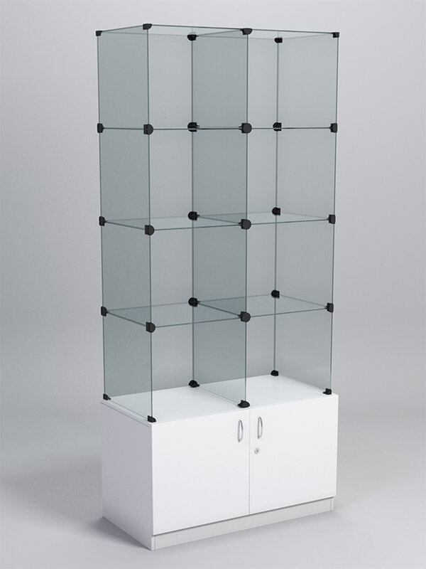 Витрина стеклянная "КУБ" №105 (без дверок, передняя стенка - стекло), Белый