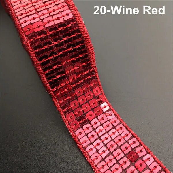 Лента с пайетками KUNQI 25 мм 5 ярдов Красный, 20 Wine Red