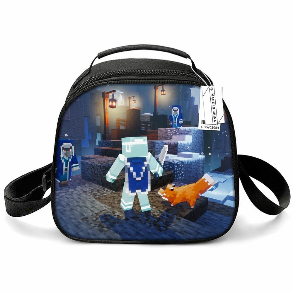 Изолированная сумка-обед Minecraft, полиэстер, водостойкий, 180 г