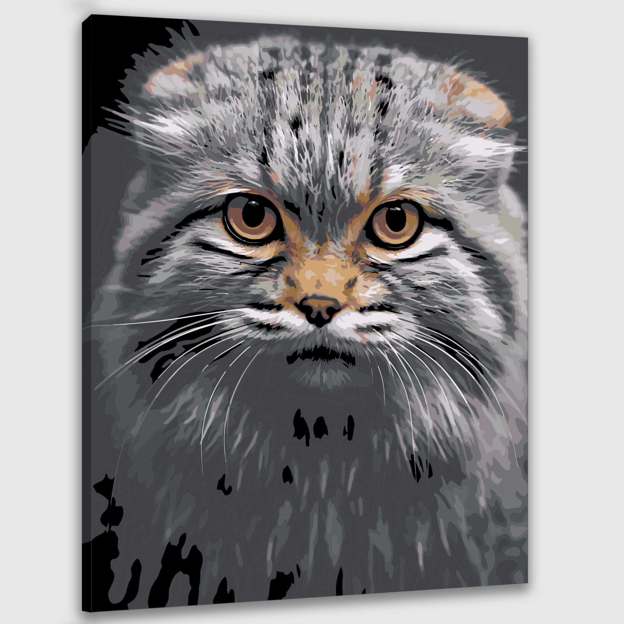 Картина по номерам 40x50 см, манул, страж сибирской тундры, узоры на меху, рассеянный свет, пронзительные глаза, 2.8 GM