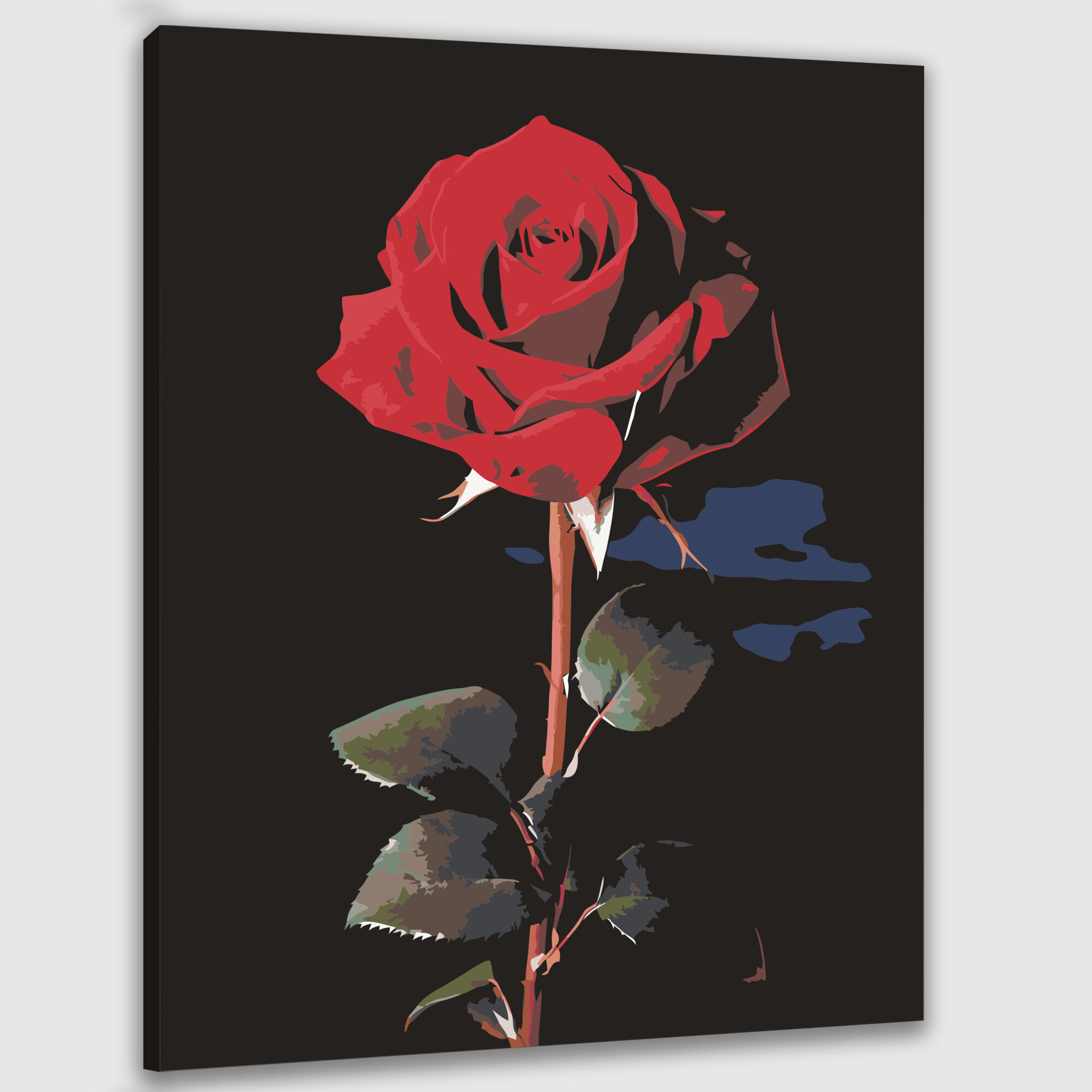 Картина по номерам 40x50 см, фотография, картина, роза, красная, луна, свет, лепестки, сияние, фон, контраст, простая