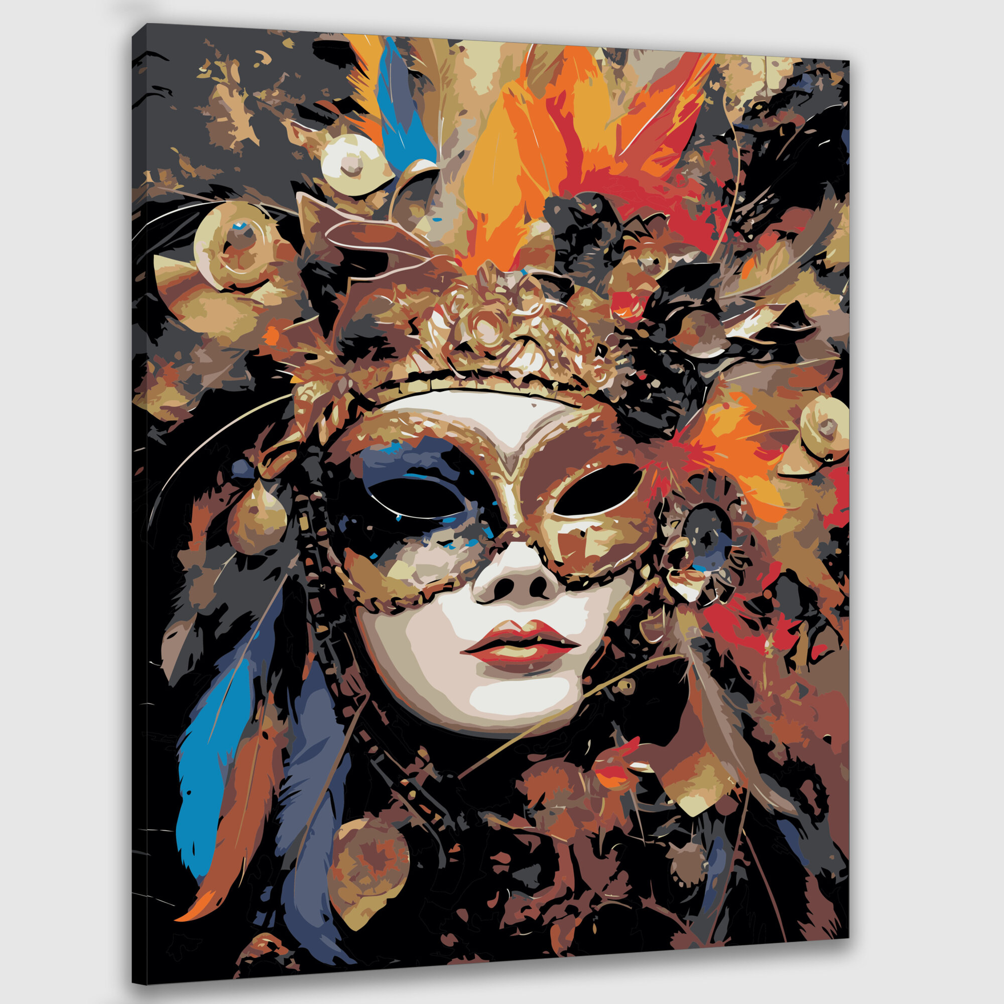 Картина по номерам 40x50 см, картина, искусство, маскарад, коллаж, акриловые краски, металлические акценты, король, шут