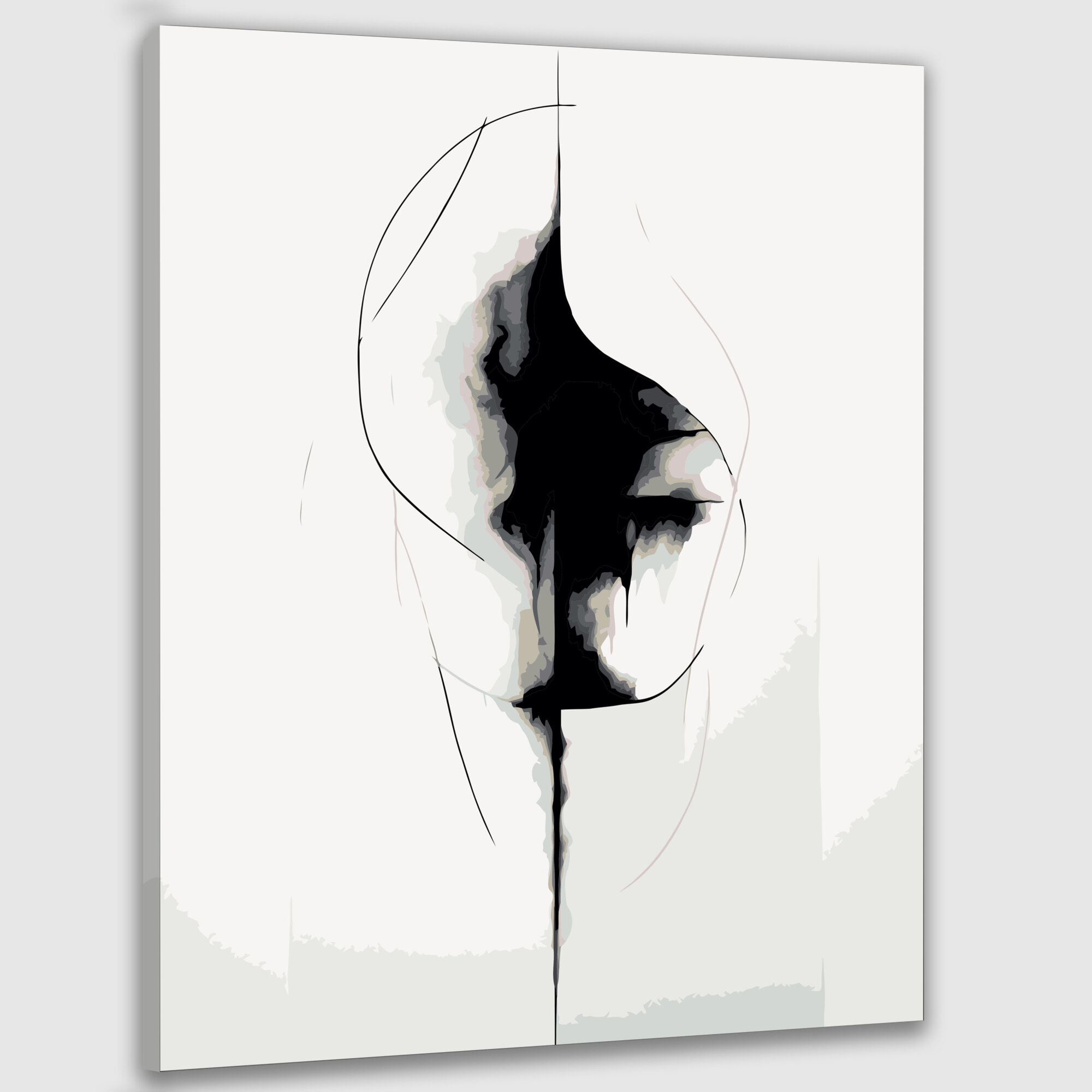 Картина по номерам 40x50 см, минимализм, тушь, эмоции, композиция, линии, негативное пространство, самоанализ