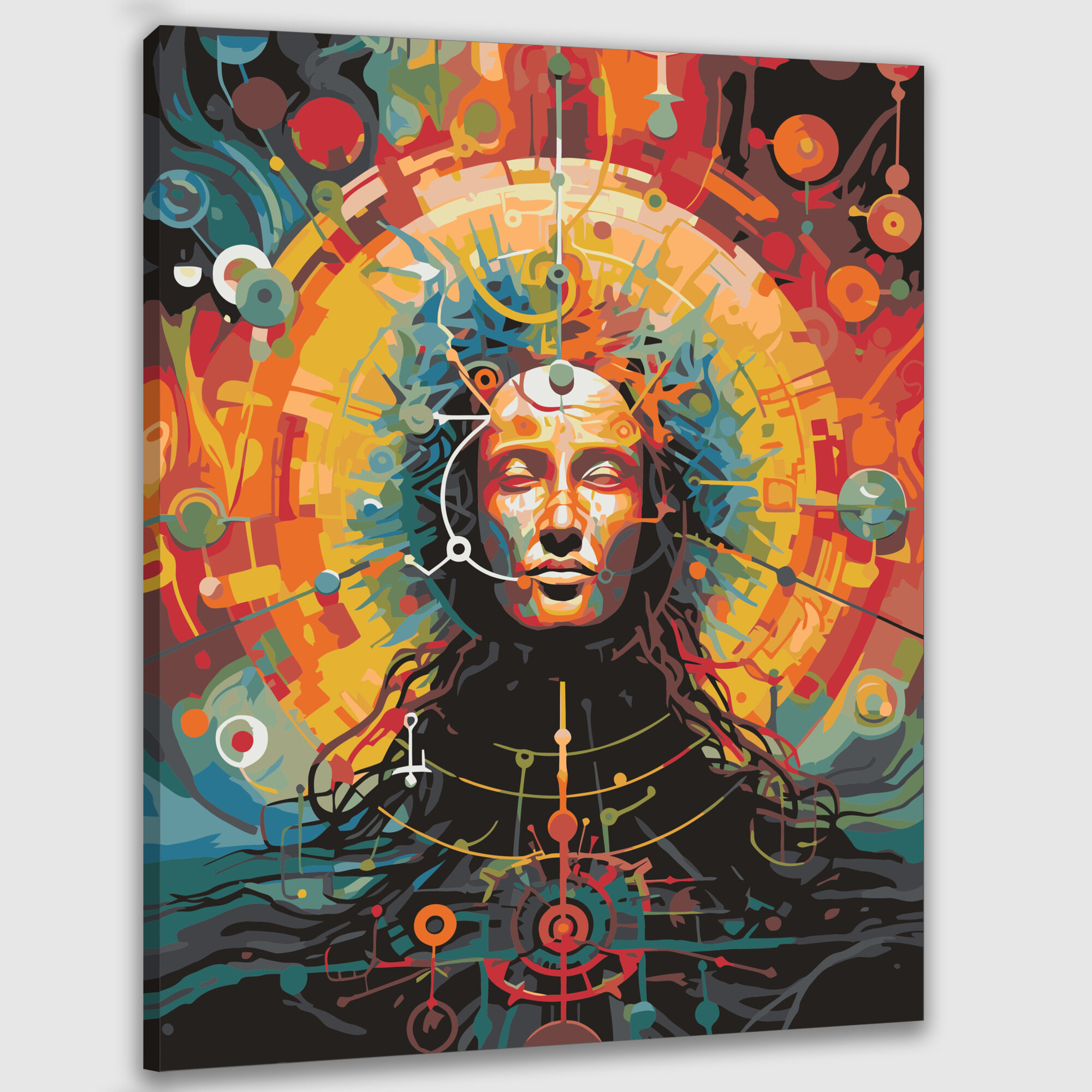 Картина по номерам 40x50 см, акриловая картина, шаман, перспектива, калейдоскоп, цвета, переплетение, завораживающее