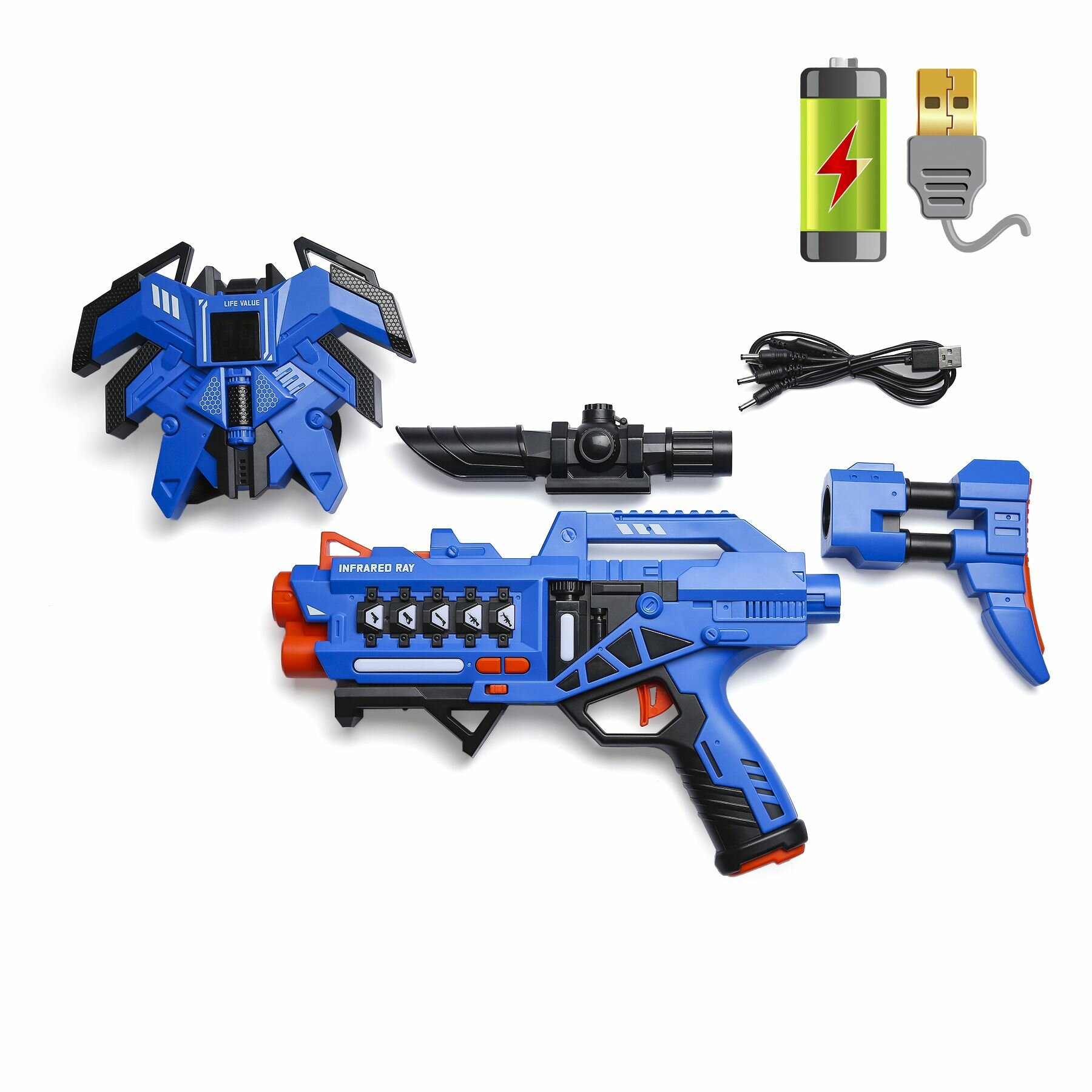 Лазертаг С зарядкой Игровой набор для 2-х игроков (2 лазерных пушки и 2 жилета) Lasertag Evolution Rechargeable