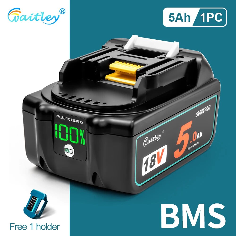 Waitley Батарея для Makita 18V 5Ah 1 PC 5Ah battery