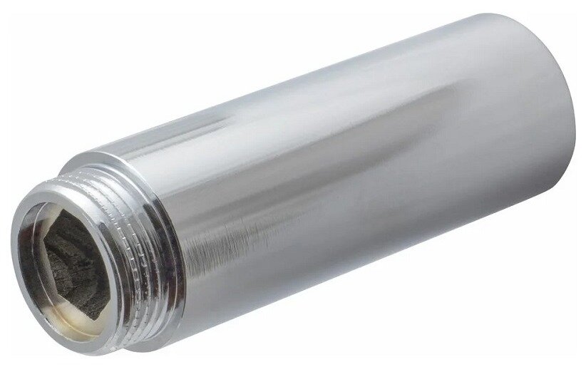 Удлинитель сантехнический MIXTON / Микстон хромированный из латуни CW617N, внутренняя и наружная резьба 3/4дюйма, длина наращивания 80мм / фитинг