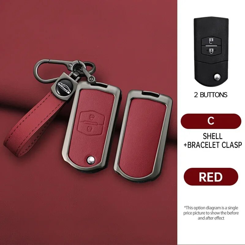 Чехол для ключа Mazda Red, 2 кнопки