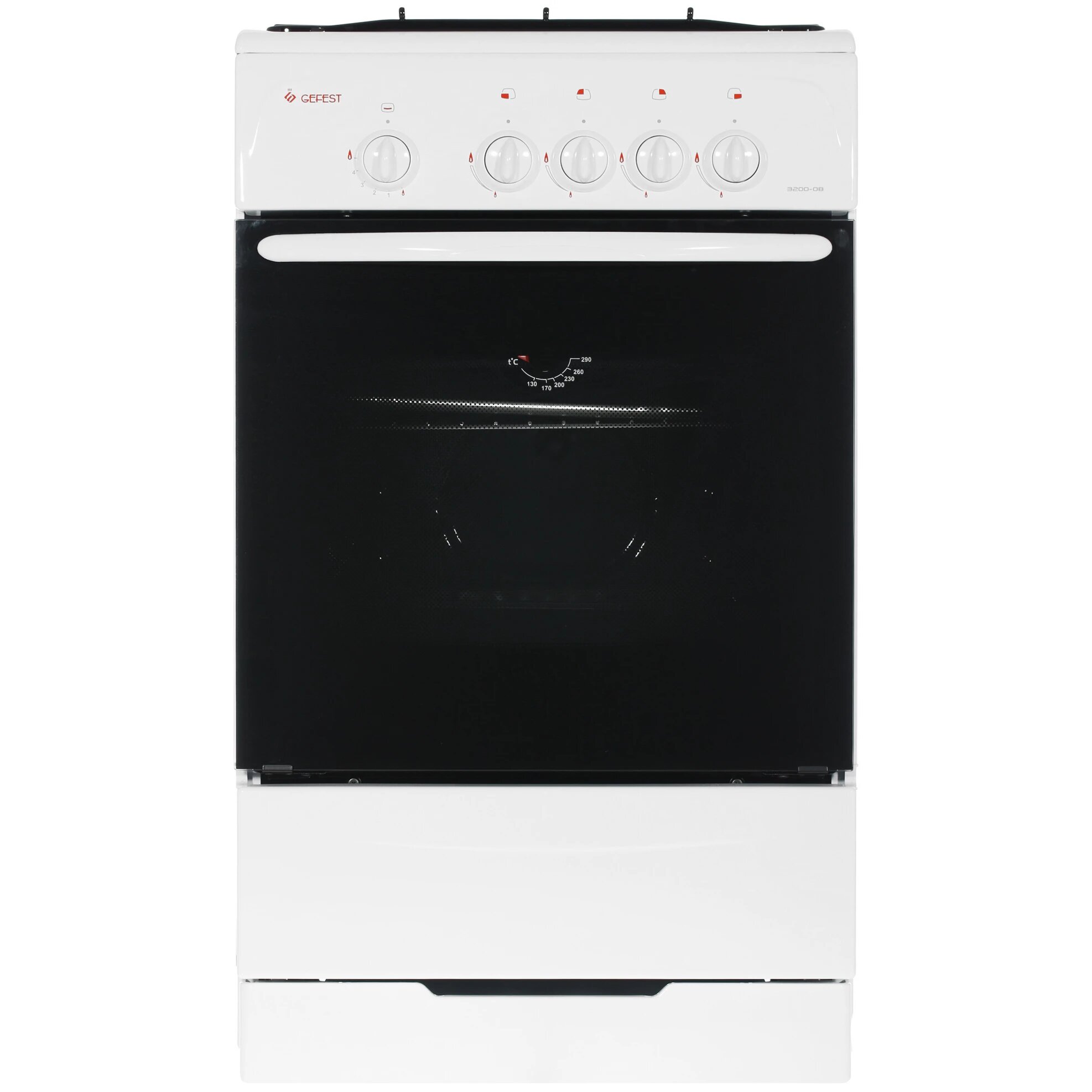 Газовая плита Gefest 3200-08 К33 Брест, 4 конфорки, стальные решетки, цвет белый