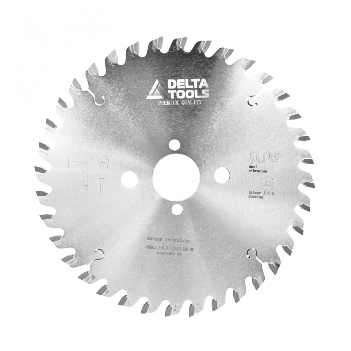 Дисковая пила подрезная DELTA TOOLS для ФРЦ Premium 180x4.3-5.5x3.2x30 Z36 KON-WZ