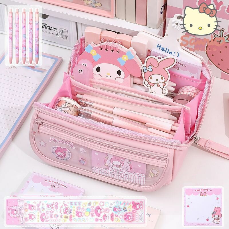 Пенал Sanrio Циннаморолл V42K, брезентовый, светло-розовый, с наполнением