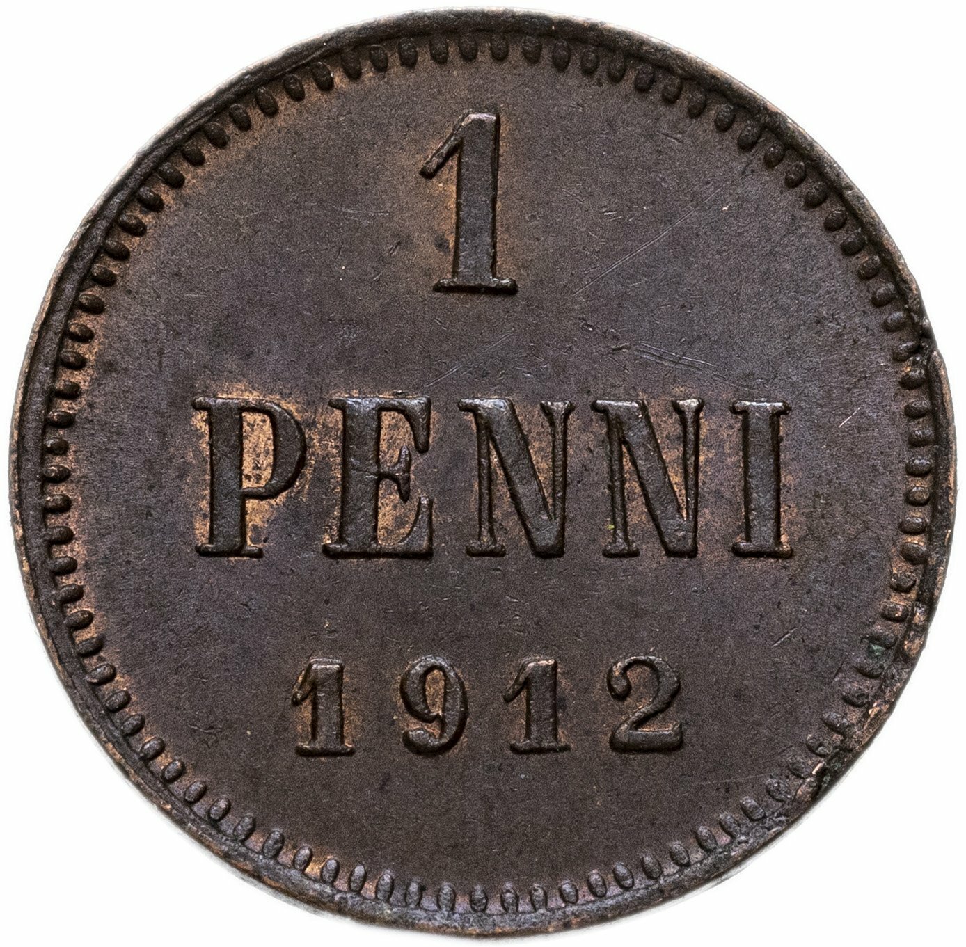 1 пенни penni 1912 Российская Финляндия, Медь, в сохранности UNC