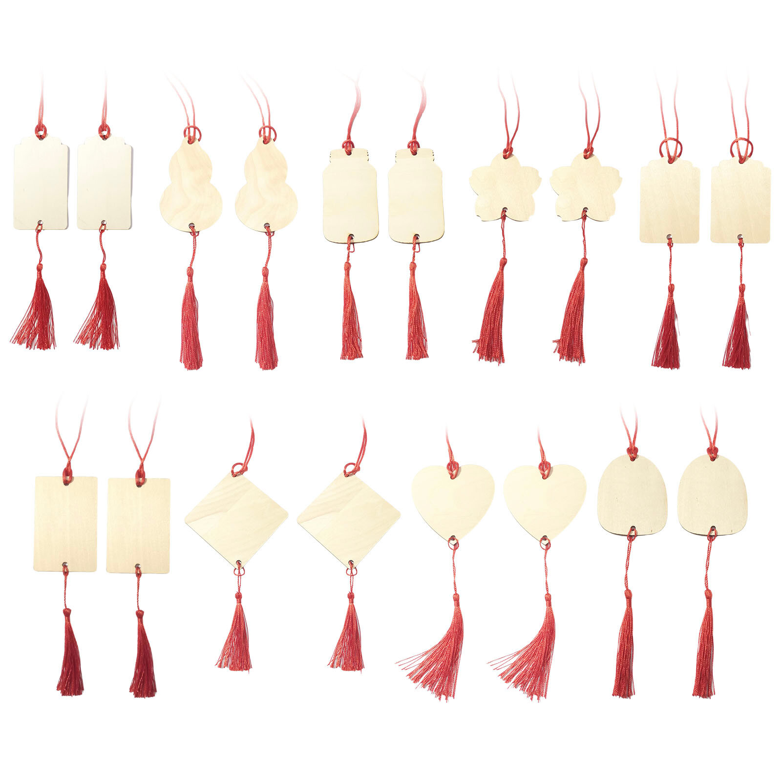 18 шт. незаконченных пустых деревянных долек, бирок, молитвенных карточек с кисточкой, самодельных деревянных вырубок, этикеток, бирок из храмового дерева для лазерного гравера, материалов для резьбы, форм сердец/прямоуг