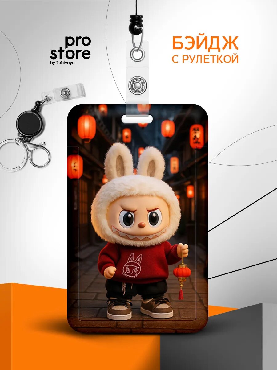 Чехол для пропуска, с рулеткой, с принтом, бейдж для пропуска, бейджик, ретрактор, пластиковый