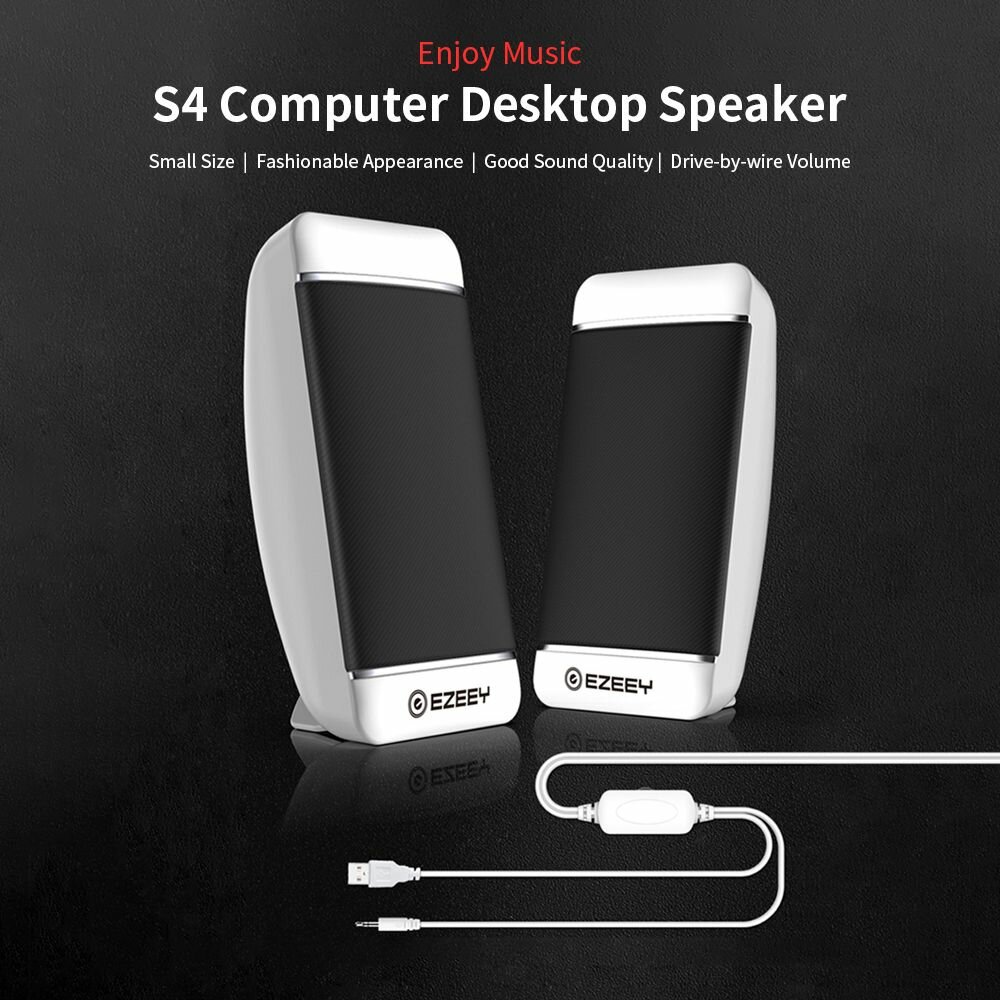 Динамик S4 Mini для ПК, портативный USB-сабвуфер, черный