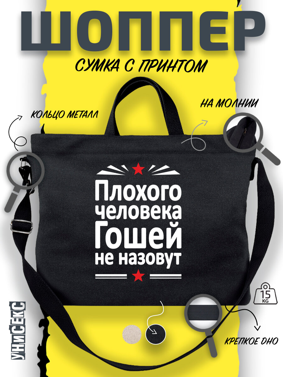 Сумка  шоппер y2k через плечо имя Георгий Гоша прикол