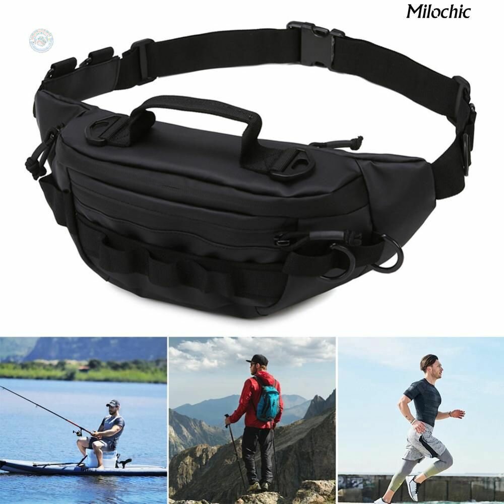 Поясная рыболовная сумка водонепроницаемая многофункциональная для путешествий рыбалки туризма черная