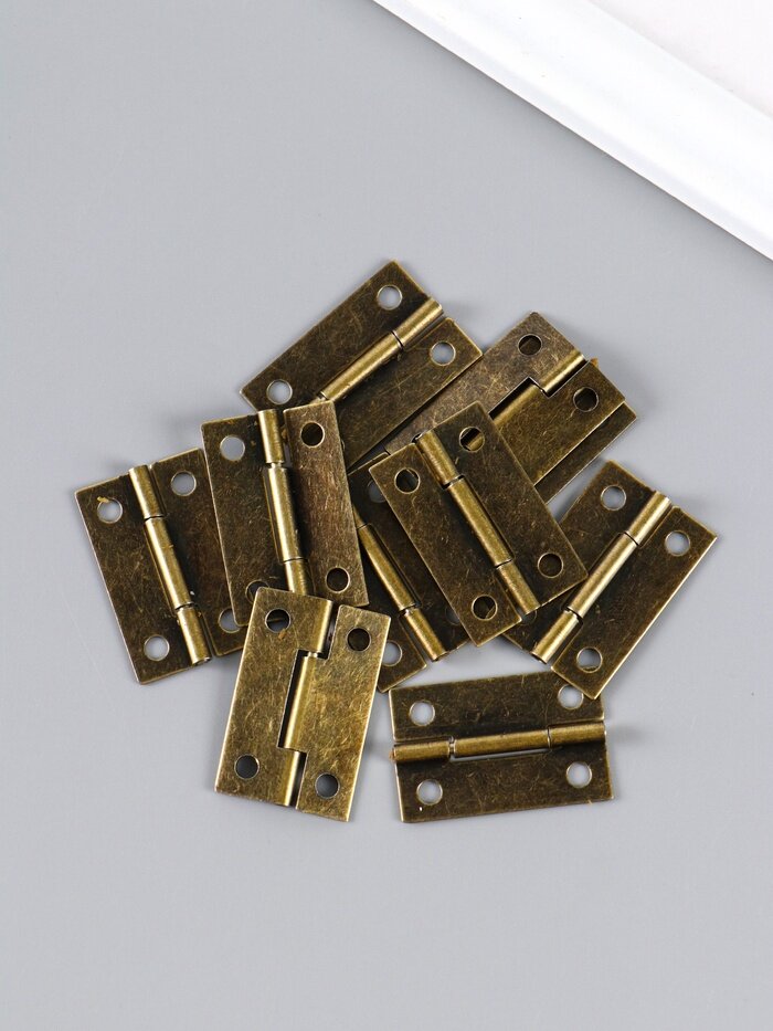 Петля для шкатулки, ключницы, с прямыми углами, металл под бронзу, набор 10 шт, 2.2×3.68 см
