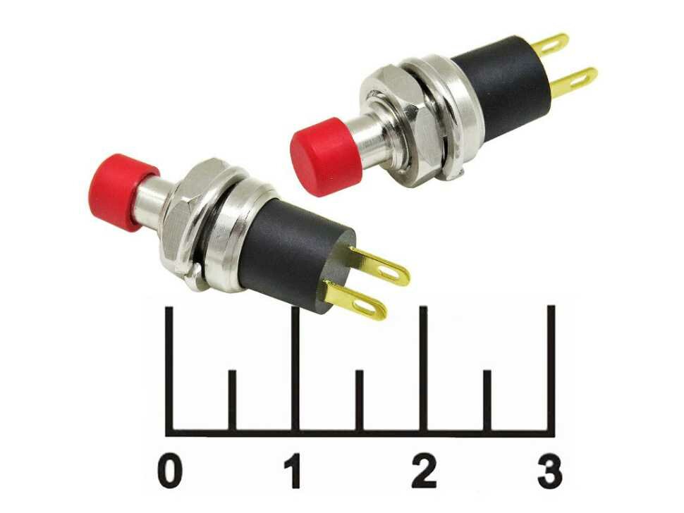 Кнопка красная с фиксацией металл 10В (36-0212)