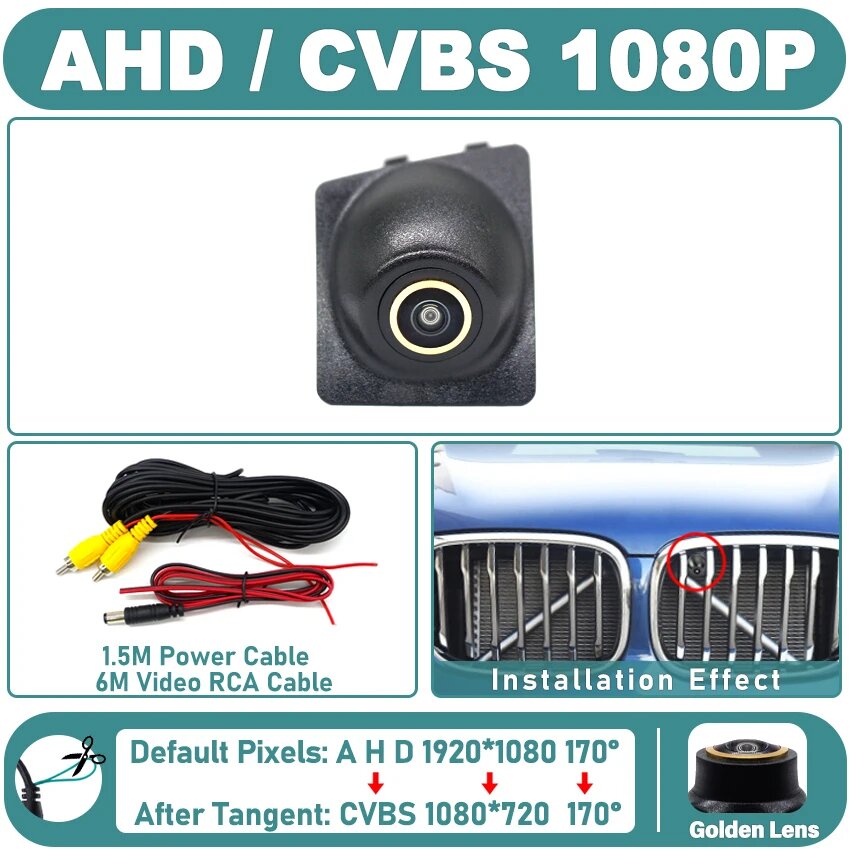 Автомобильная камера переднего вида AHD HD 1080P для BMW E60 F30 F10 E46 E39 X5 E53 E39 F11 X3 E83 F25 E90 F31 E82 E61 X1 E84 F48 E70 E92