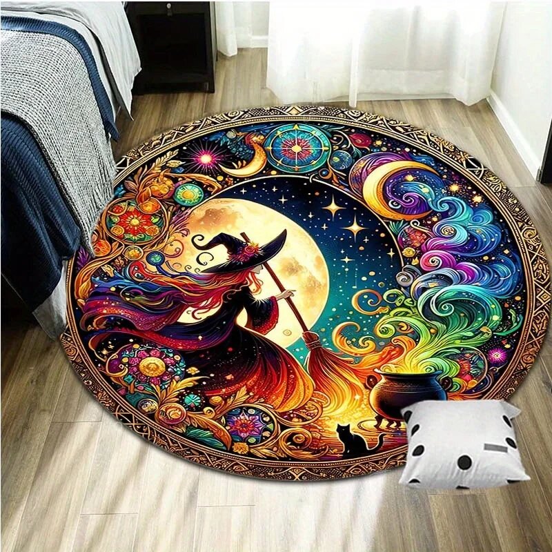 Фланелевый круглый ковер «Заваривание ведьм» Diameter 80cm