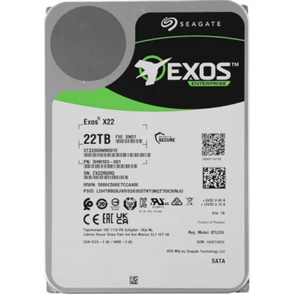 Внутренний HDD жесткий диск Seagate ST22000NM001E Exos 22000ГБ