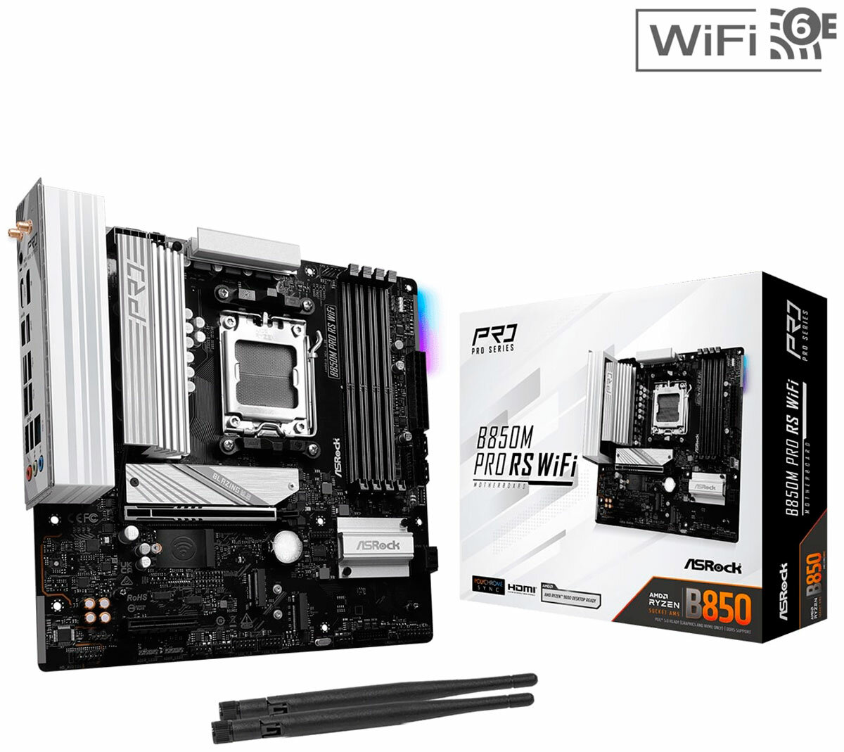 Материнская плата Asrock B850M PRO RS WIFI (AM5, mATX)