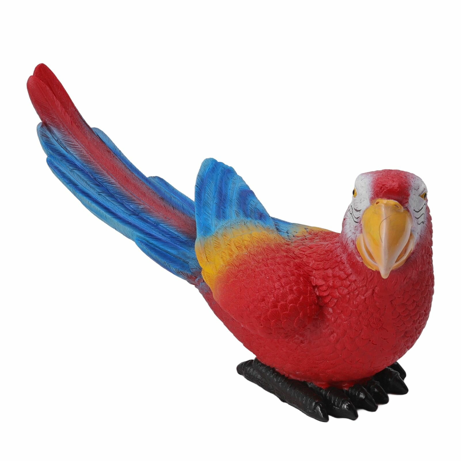 Скульптура попугая, водостойкая реалистичная искусственная смола, декоративная статуя птицы для сада, двора, балкона, красный ара слева