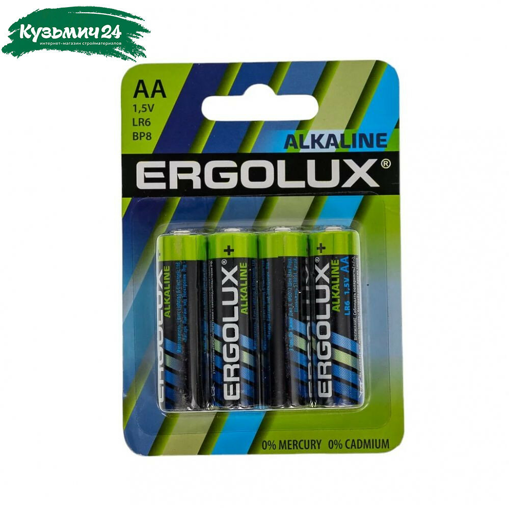 Элемент питания Ergolux LR6 Alkaline BL-8 АА алкалиновый, 8 шт, блистер