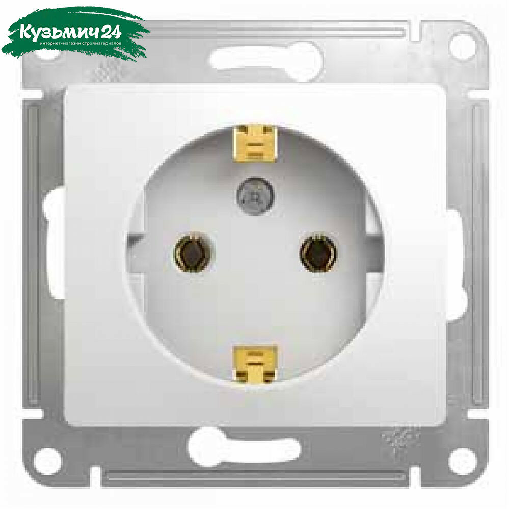 Розетка 1-местная Schneider Electric GLOSSA GSL000143 с заземлением, встраиваемая, белая