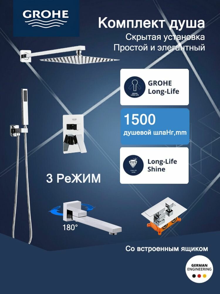Скрытый душевой гарнитур Grohe Чистая медь, современные технологии