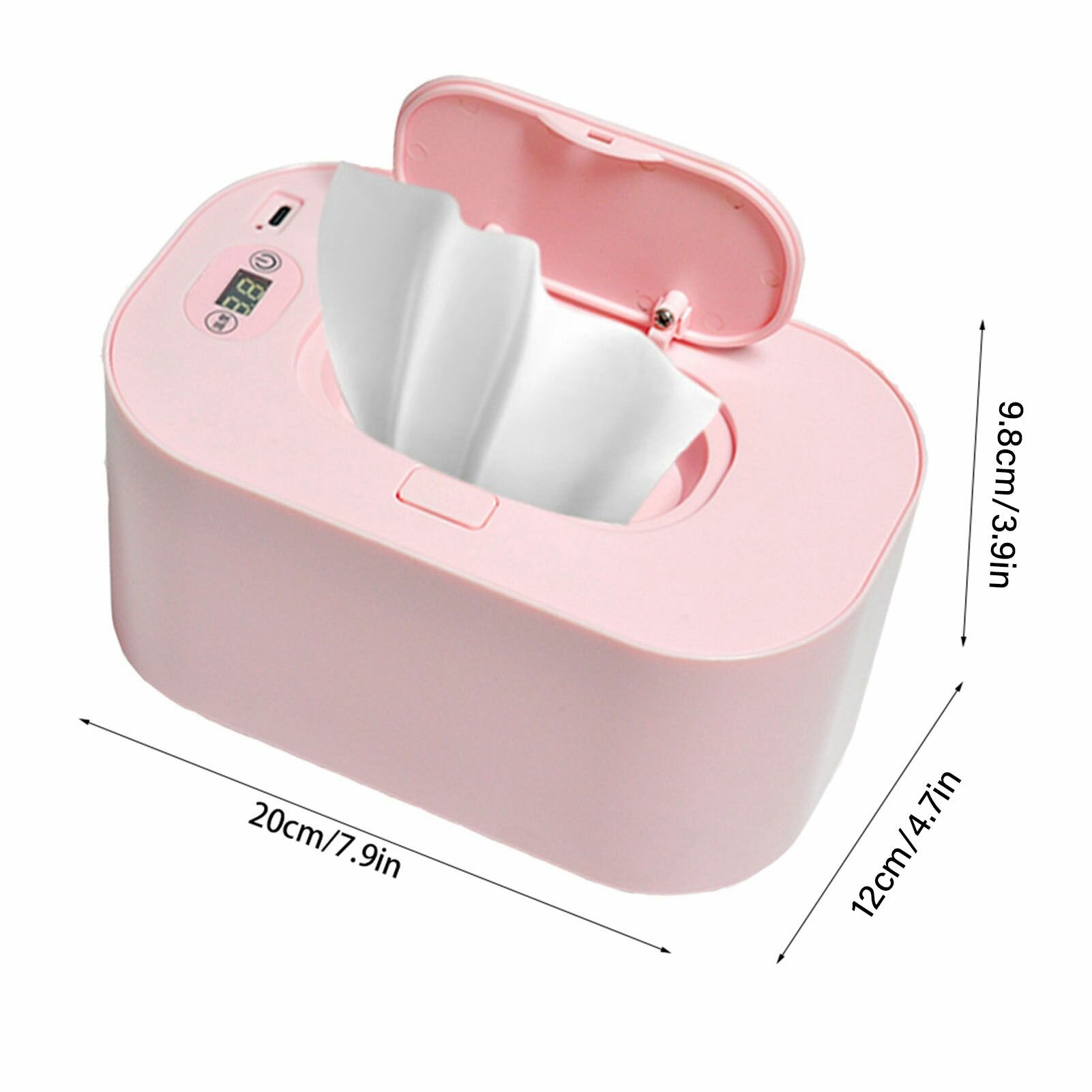 Обогреватель для детских влажных салфеток с цифровым экраном, большой объем (80 салфеток), USB питание, регулируемая температура 40-60